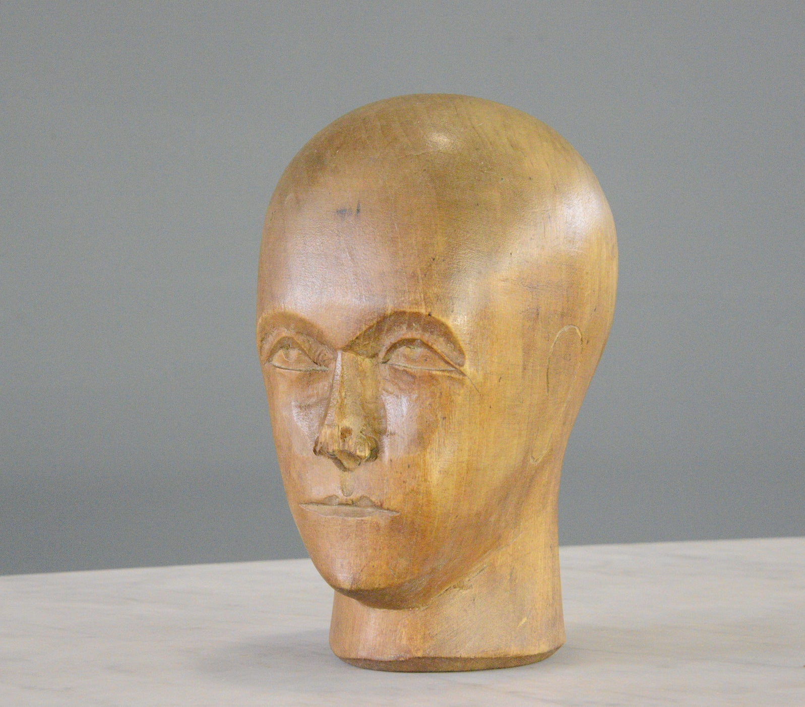 German Carved Wooden Milliners Head Circa 1910 – Otto's Antiques