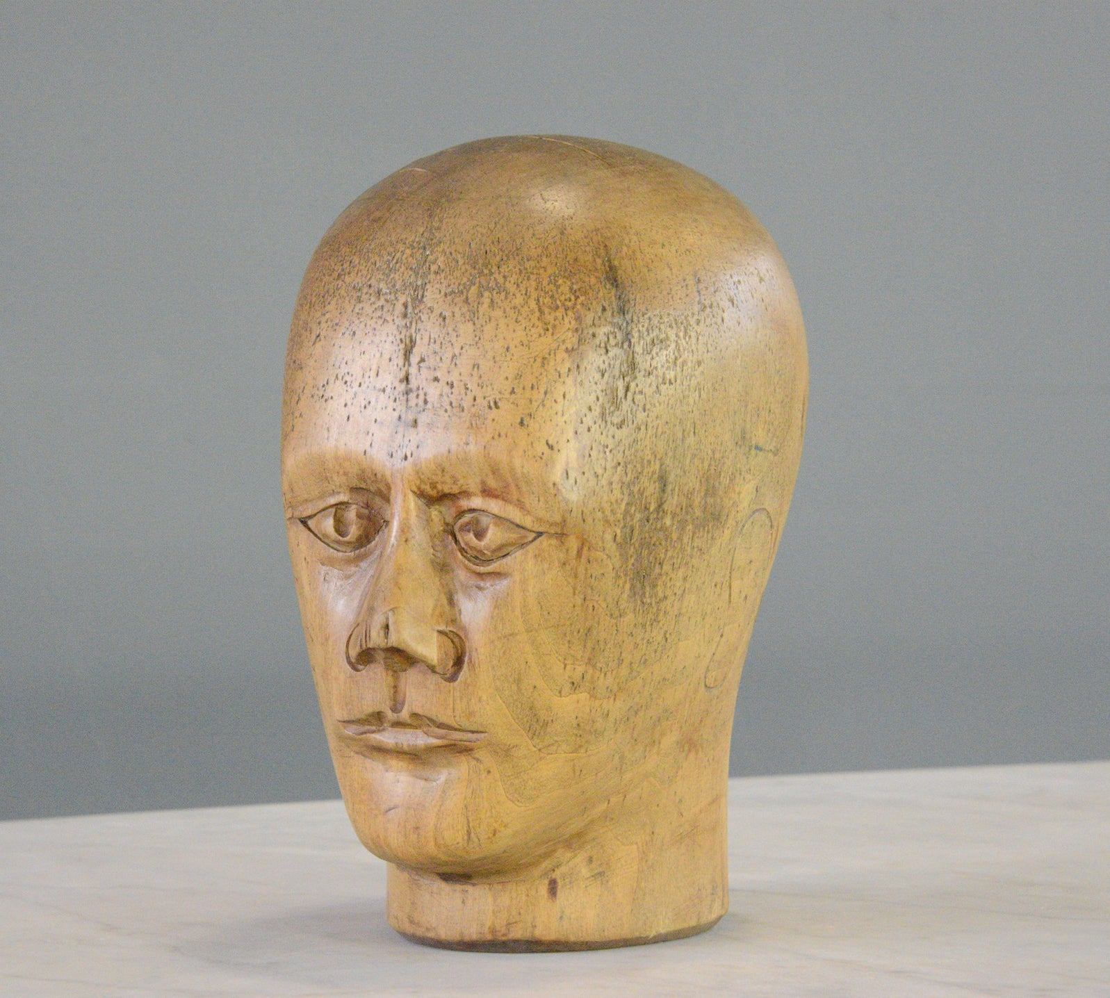 German Carved Wooden Milliners Head Circa 1910 – Otto's Antiques