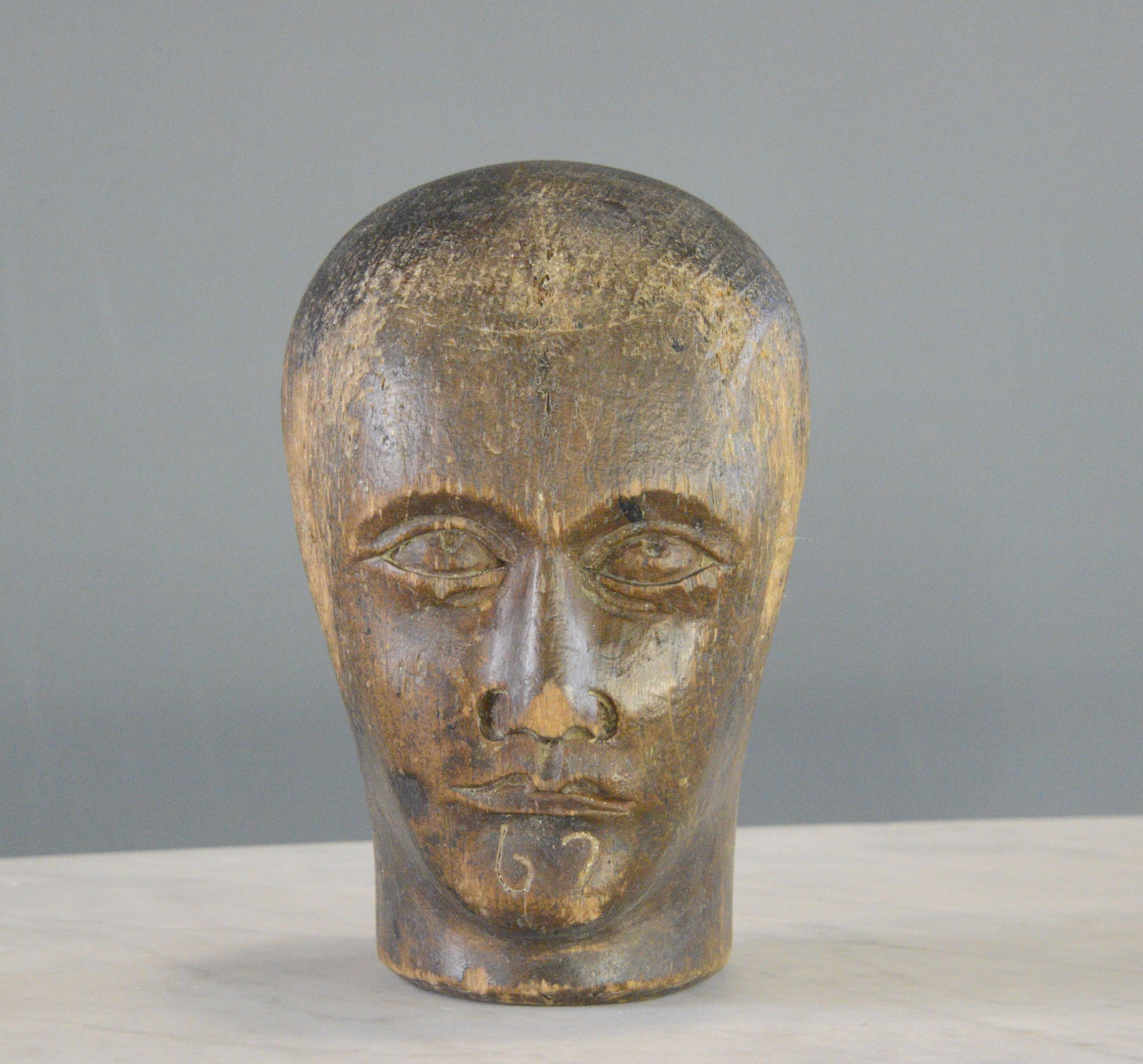 German Carved Wooden Milliners Head Circa 1910 – Otto's Antiques
