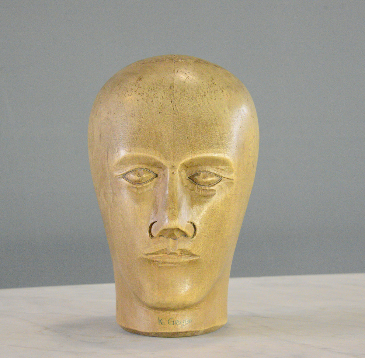 German Carved Wooden Milliners Head Circa 1910 – Otto's Antiques