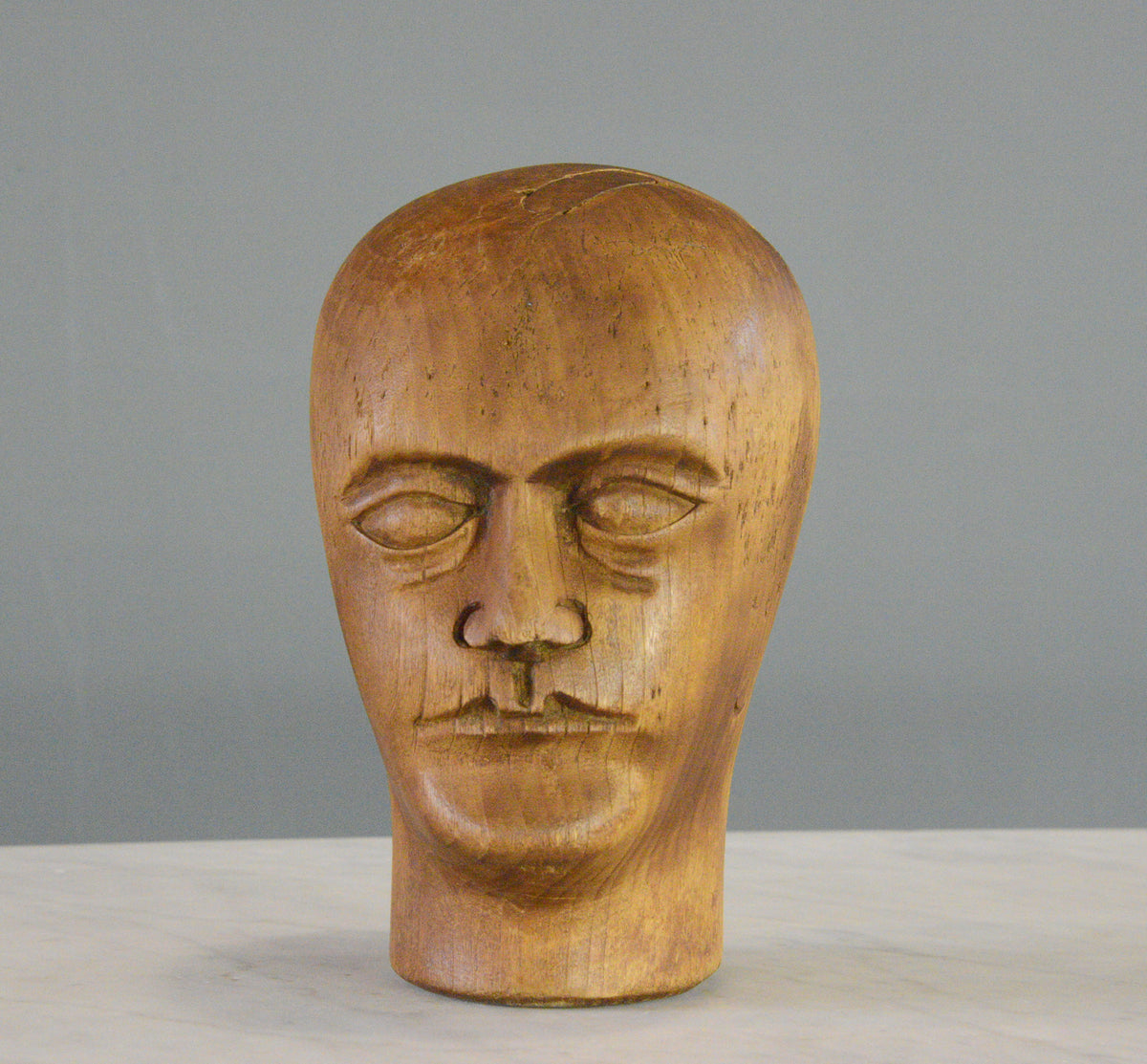 German Carved Wooden Milliners Head Circa 1910 – Otto's Antiques