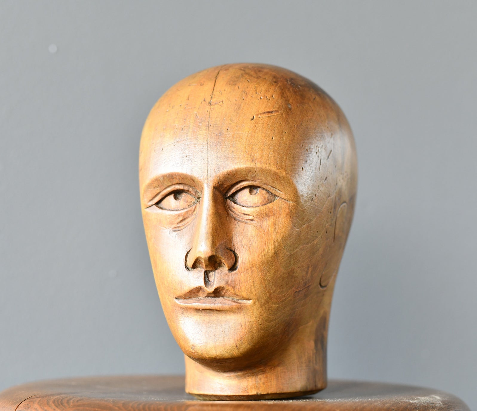 German Carved Wooden Milliners Head Circa 1910 – Otto's Antiques