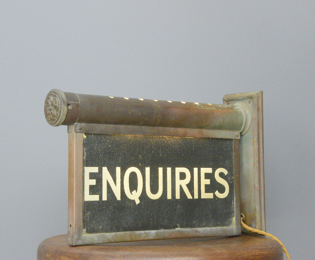 Illuminated Enquiries Sign Circa 1910 – Otto's Antiques