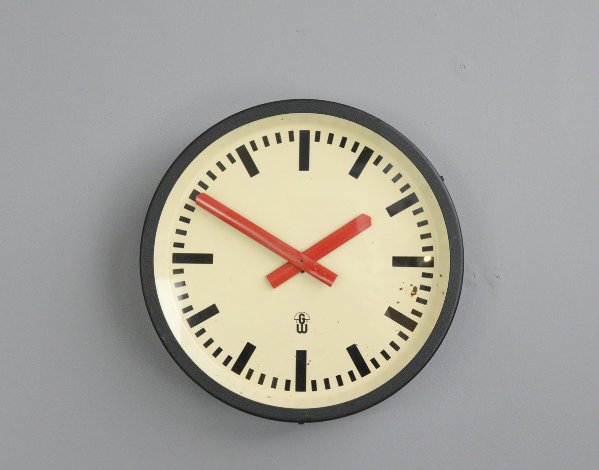 Red Handed Textile Factory Clocks Circa 1960s – Otto's Antiques