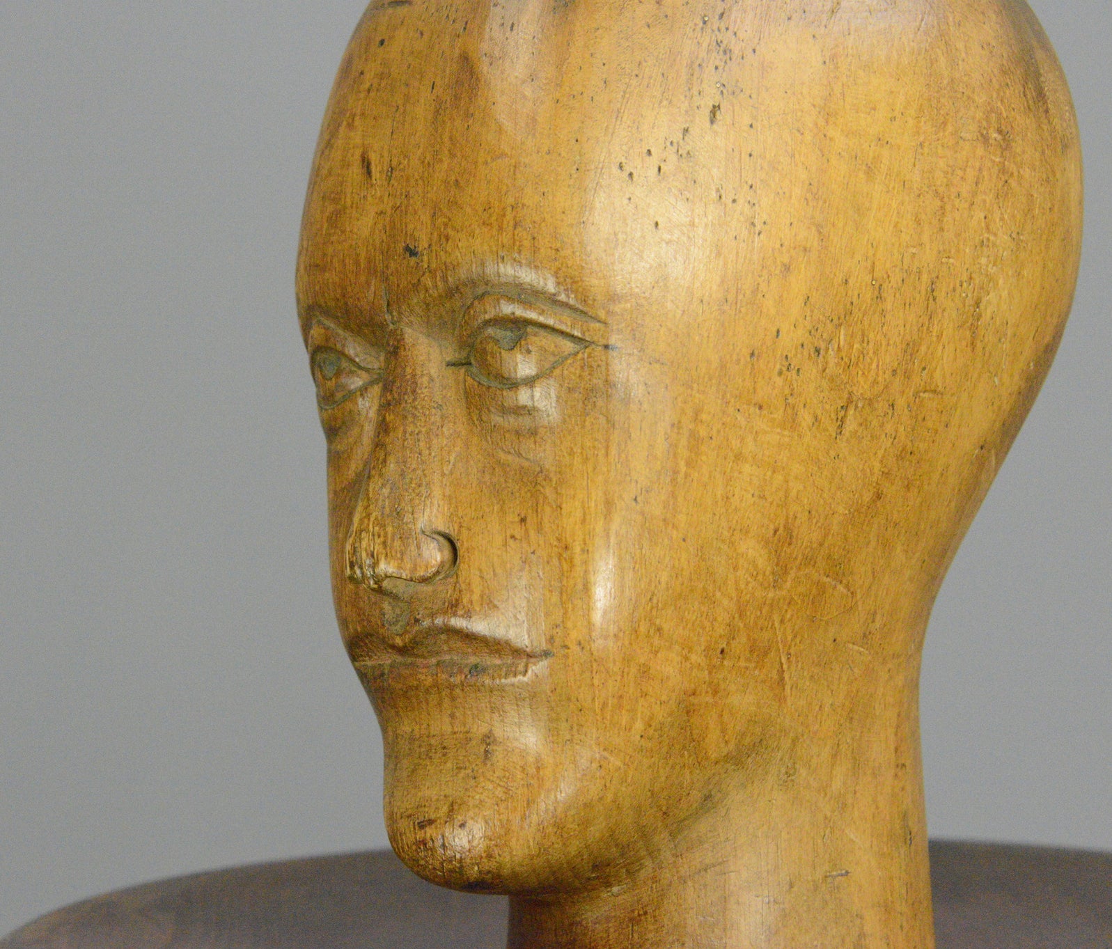 German Carved Wooden Milliners Head Circa 1910 – Otto's Antiques