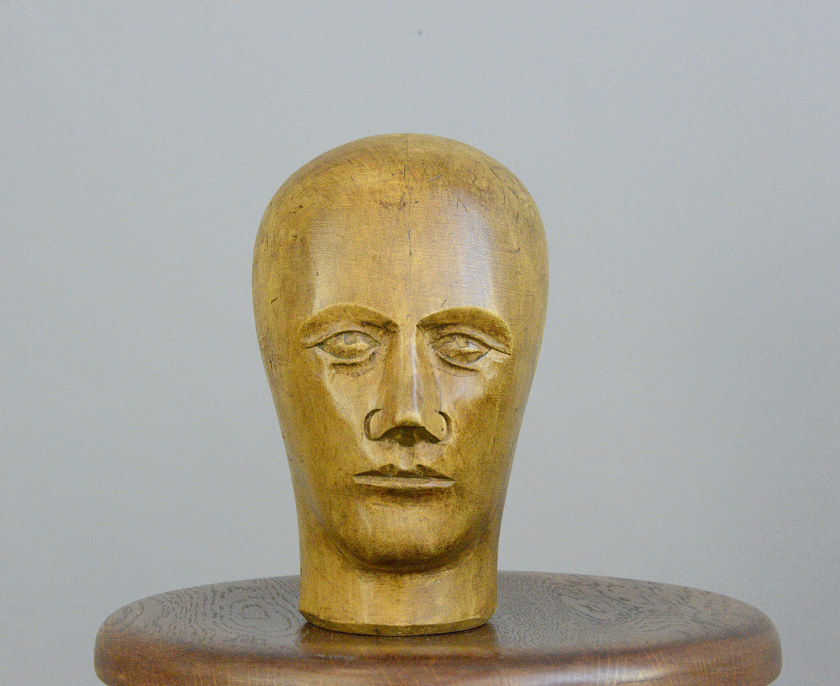 German Carved Wooden Milliners Head Circa 1910 – Otto's Antiques