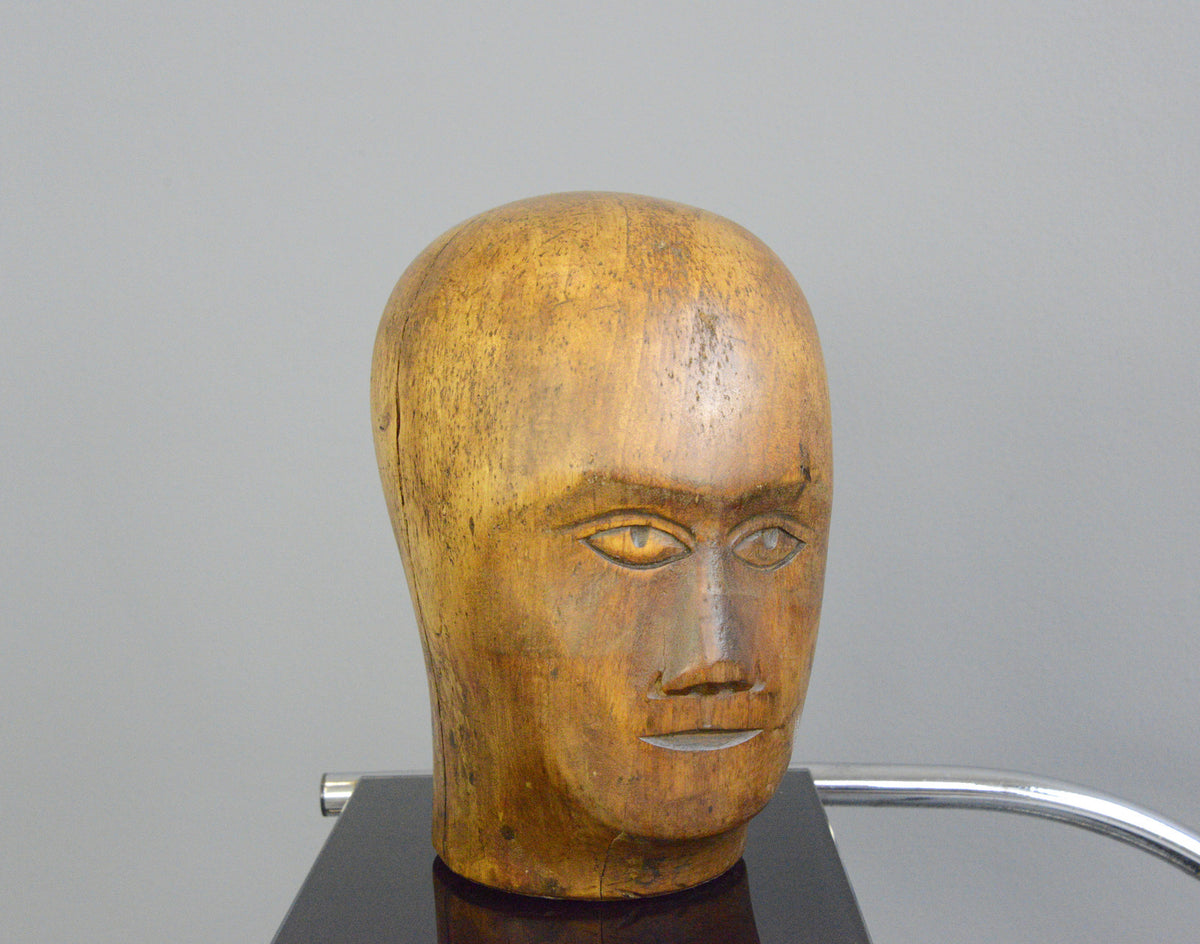 German Carved Wooden Milliners Head Circa 1910 – Otto's Antiques