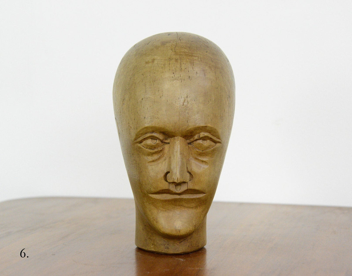 German Carved Wooden Milliners Head Circa 1910 – Otto's Antiques